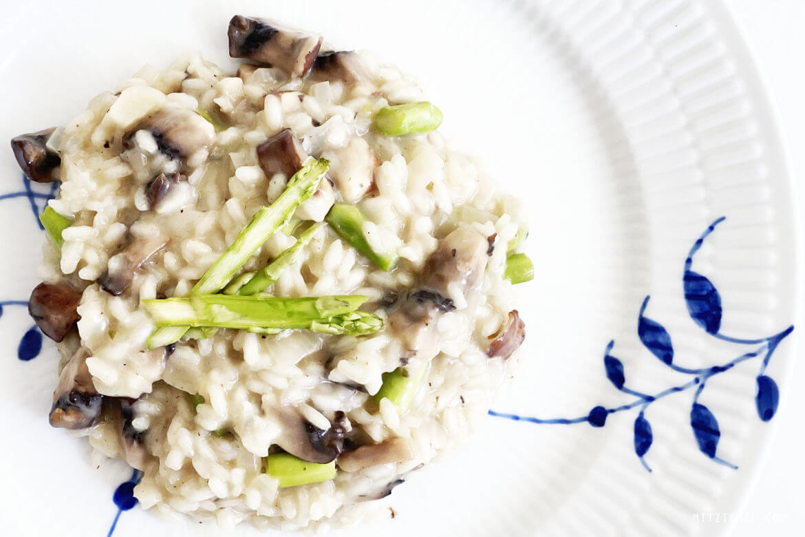 Asparagus & Mushroom Risotto - Easy recipe - Mitzie Mee