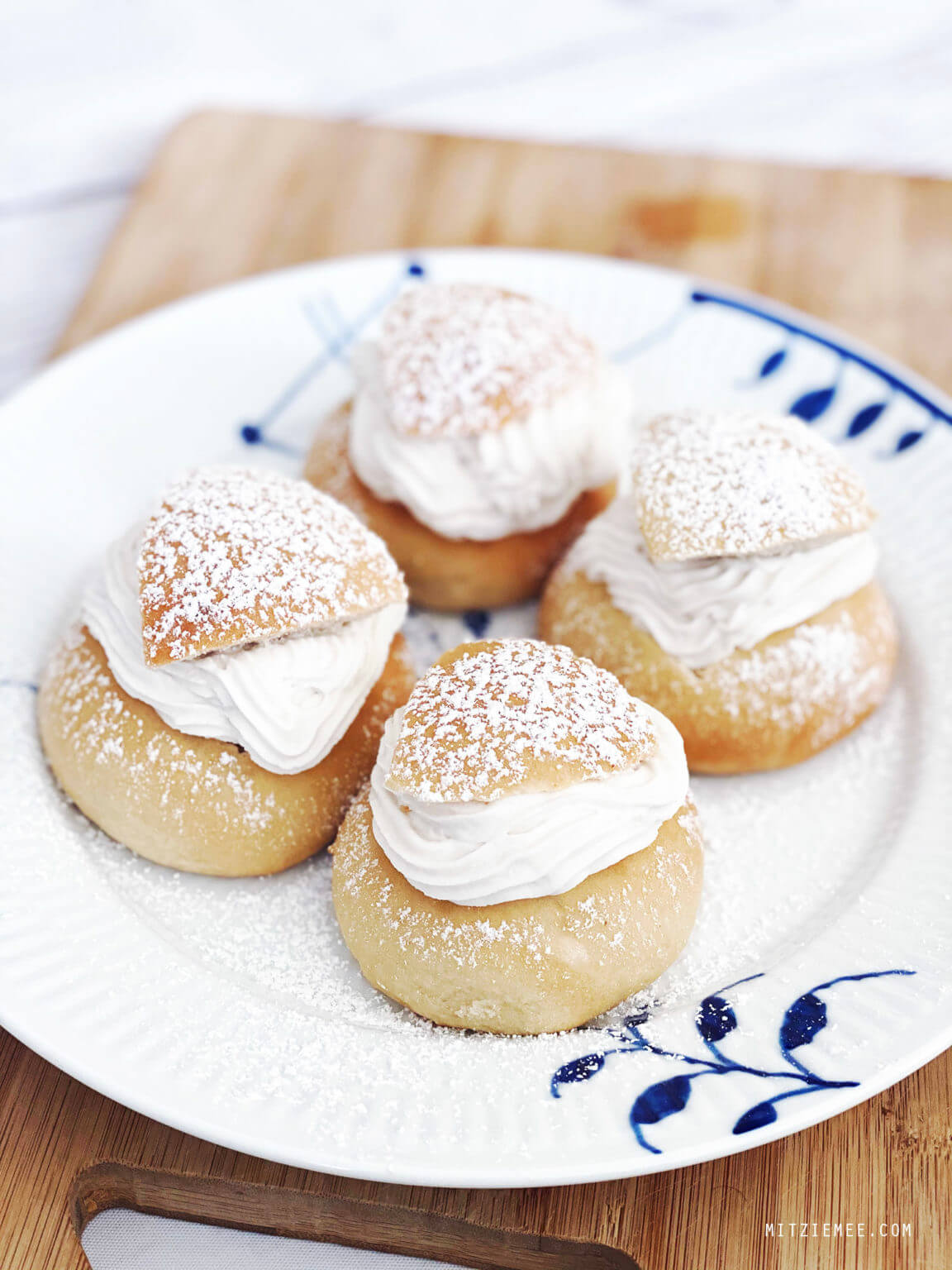 Swedish Semlor - Vegan Recipe - Yeast rolls with almond paste and cream