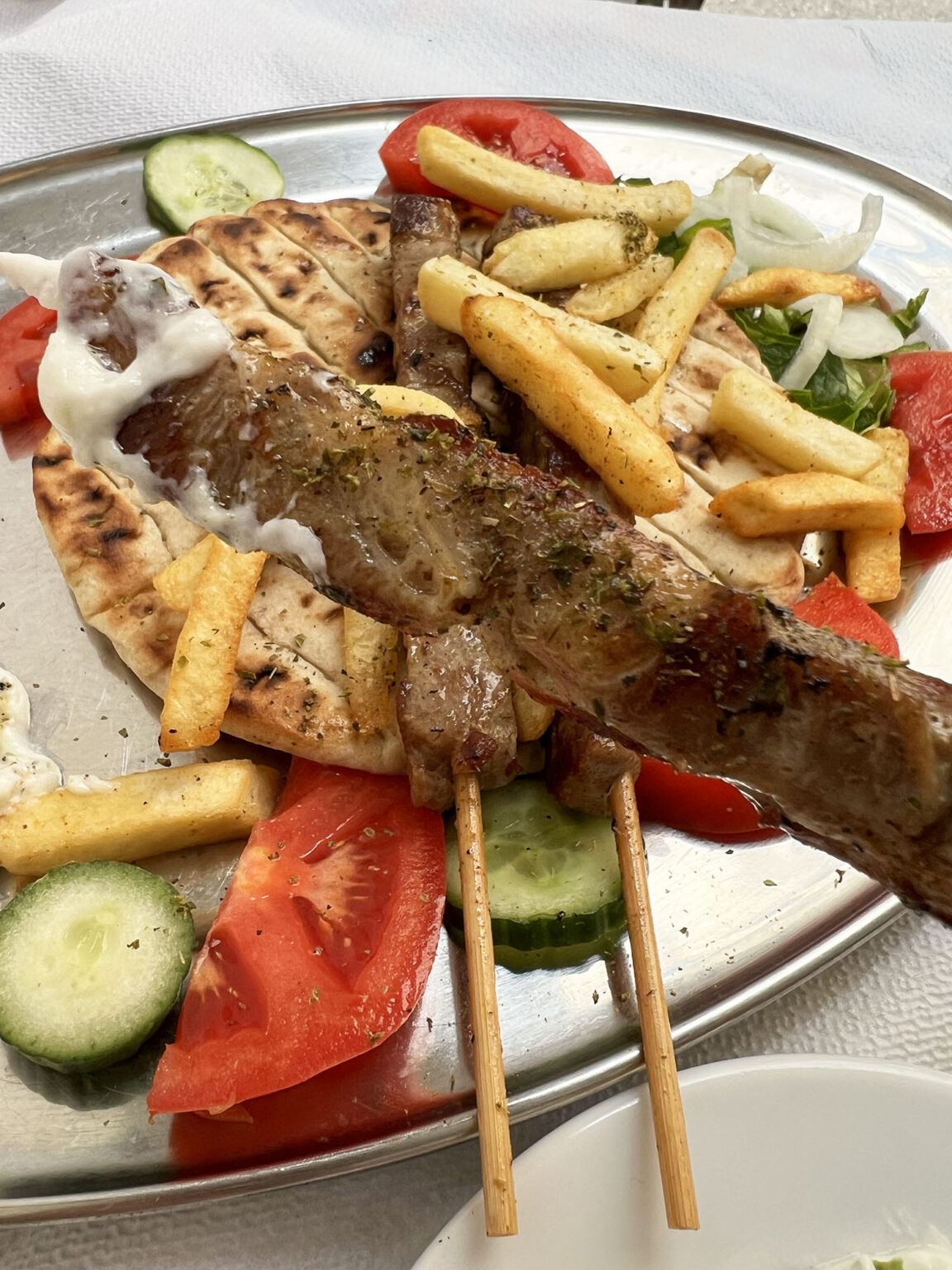 Athens: Aspro Alogo - Amazing pork souvlaki - Mitzie Mee