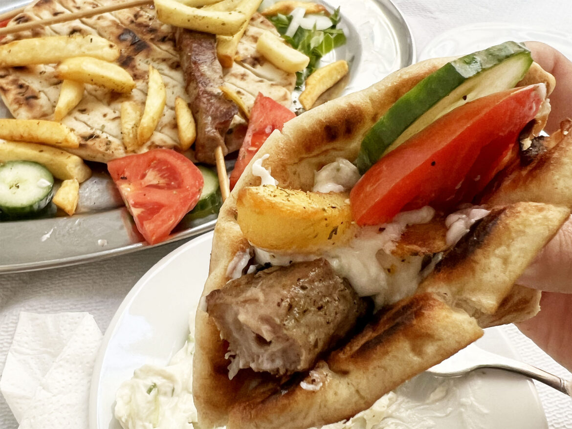 Athens: Aspro Alogo - Amazing pork souvlaki - Mitzie Mee